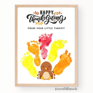 Thanksgiving Turkey Handprint Art Kids Infant Baby Fall Keepsake Turkey ...