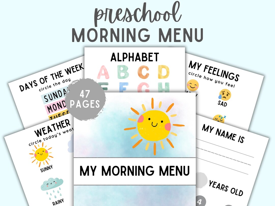 Preschool Morning Menu, Homeschool Printable, Preschool Activities ...