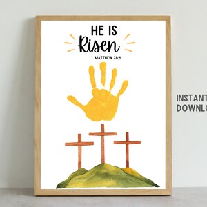 He is Risen Easter Handprint Art for Kids Infant Toddler Baby, Sunday ...