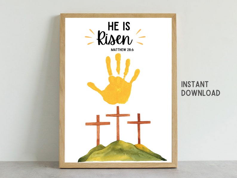 He is Risen Easter Handprint Art for Kids Infant Toddler Baby, Sunday ...