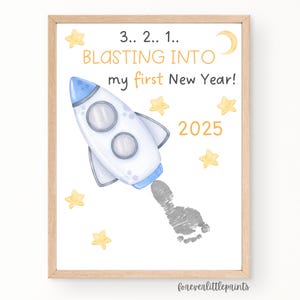 First New Years Handprint Craft Baby Toddler Blast off Rocket Ship ...