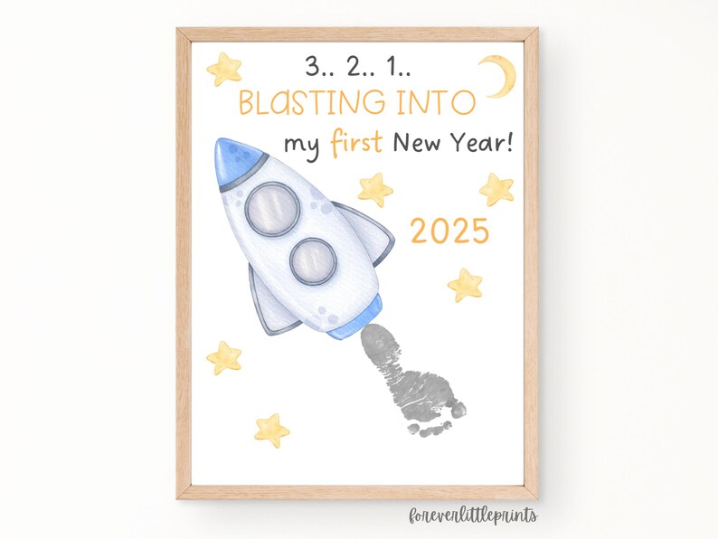 First New Years Handprint Craft Baby Toddler Blast off Rocket Ship ...
