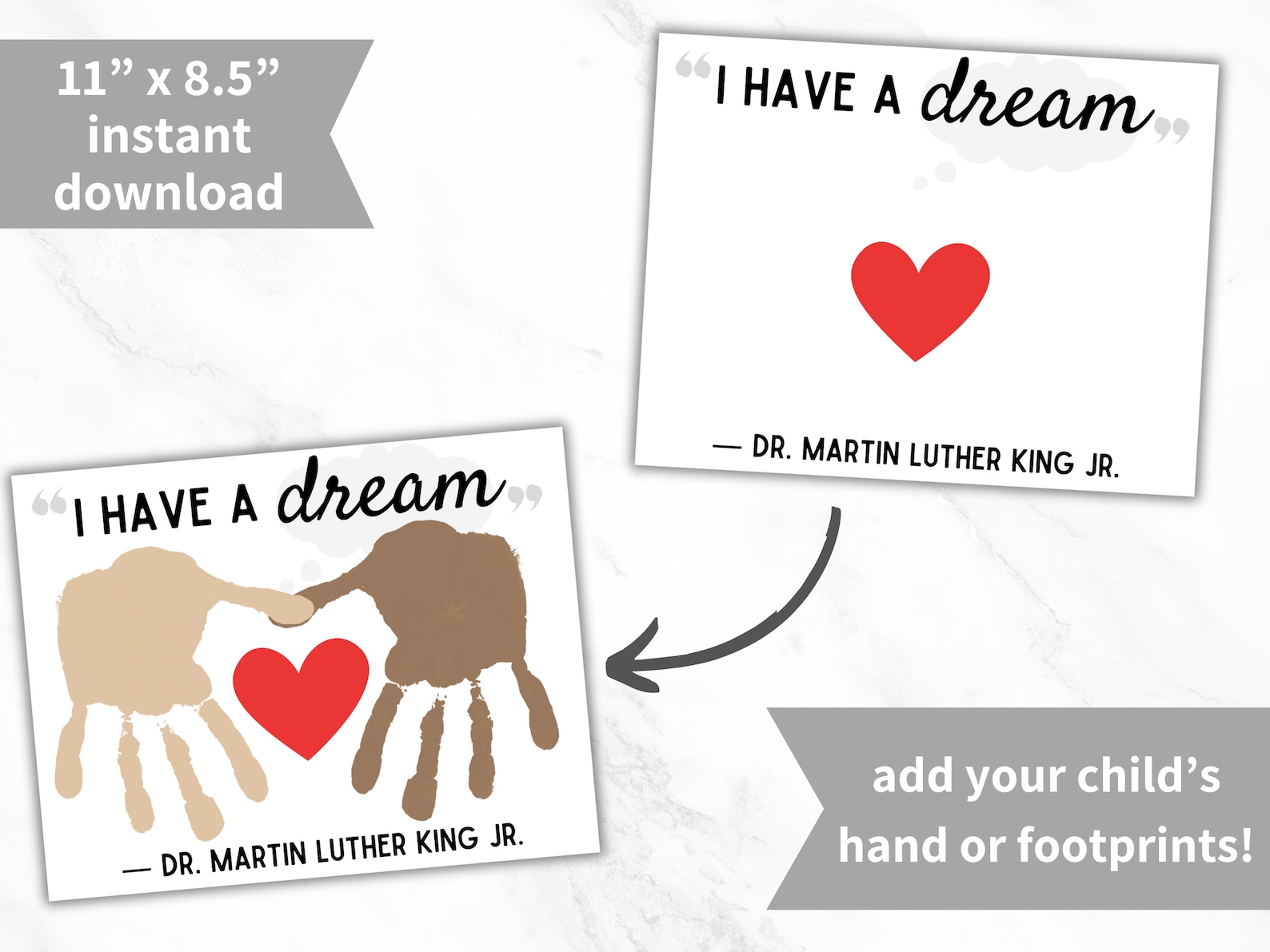 Martin Luther King Day Handprint Craft Classroom Activity for Kids ...