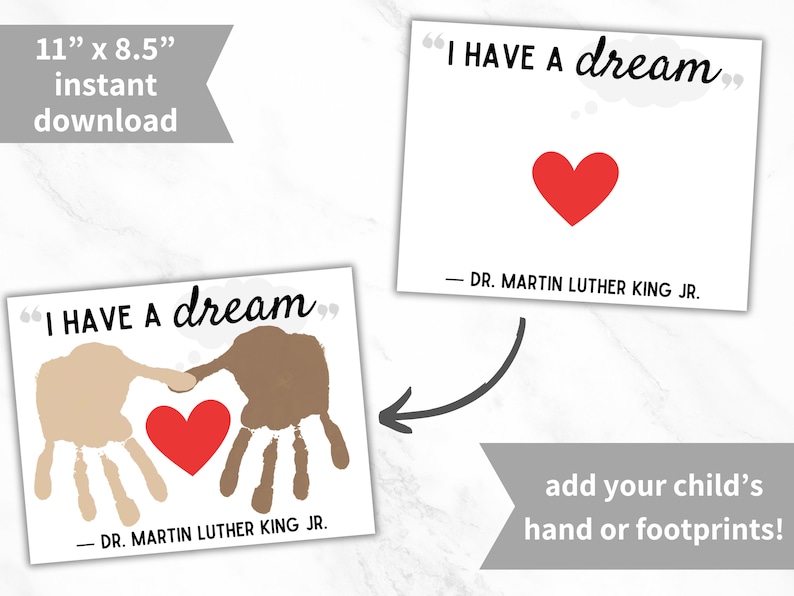 Martin Luther King Day Handprint Craft Classroom Activity for Kids ...