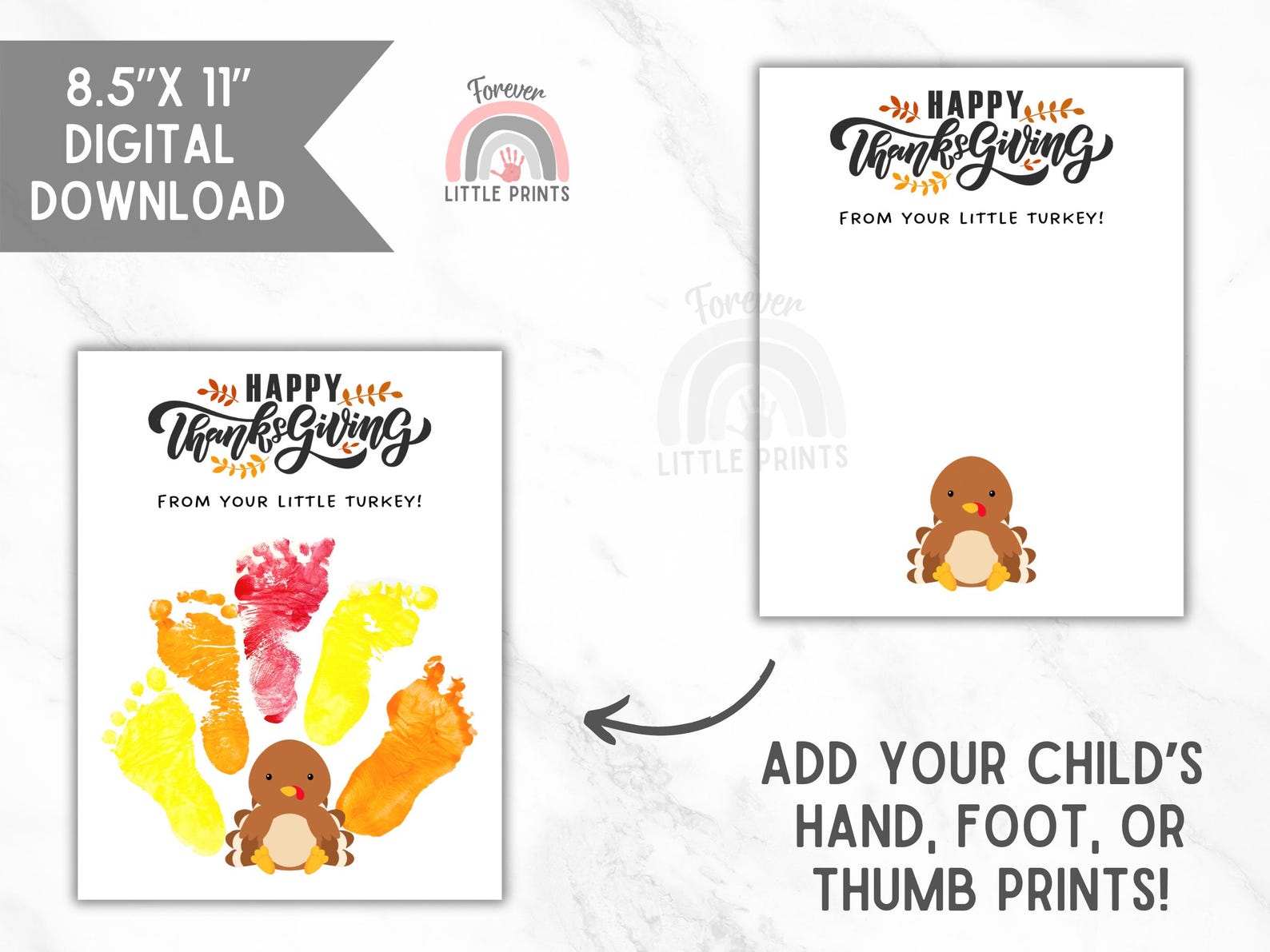 Thanksgiving Turkey Handprint Art Kids Infant Baby Fall Keepsake Turkey ...