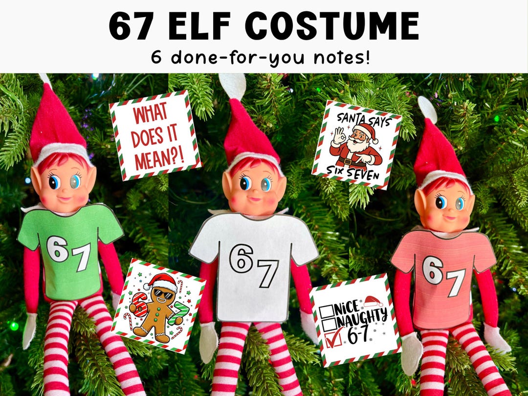 67 Shirt Elf Costume Printable, Funny Elf Outfit Clothes, Christmas Elf ...