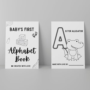 Baby Shower ABC Book Alphabet Coloring Babys First Memory Book Boy Girl ...
