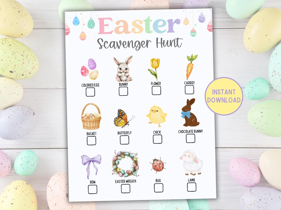 Easter Scavenger Hunt Printable, Spring Learning Games Toddler, Easter ...