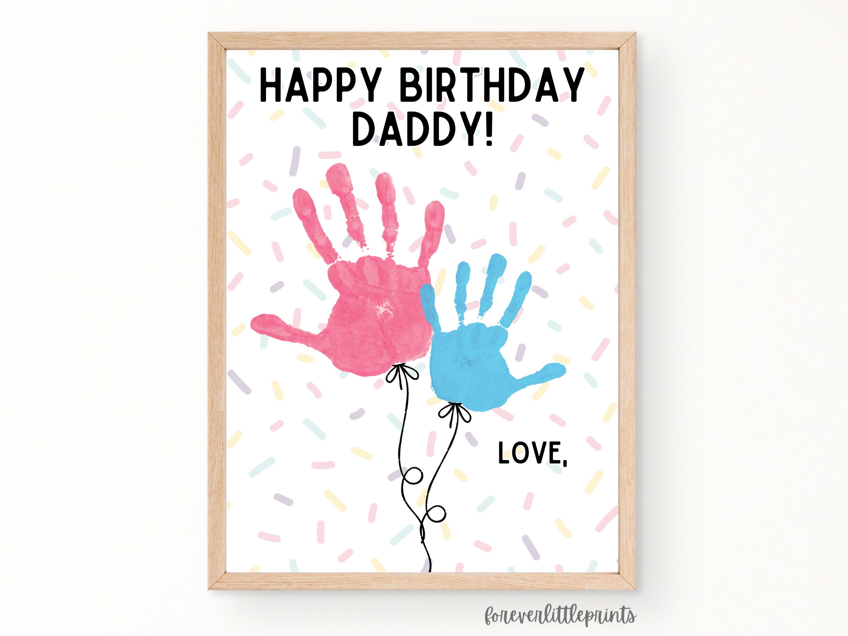Happy Birthday Daddy Handprint Balloons Art, Personalized Birthday Gift ...
