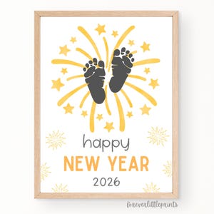 New Years Handprint Craft for Baby Toddler Kids, Footprint Art Infant ...