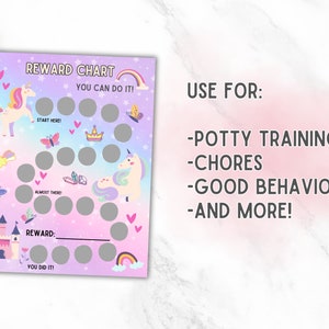 Unicorn Reward Chart for Kids Toddlers, Kids Routine Chart, Potty ...