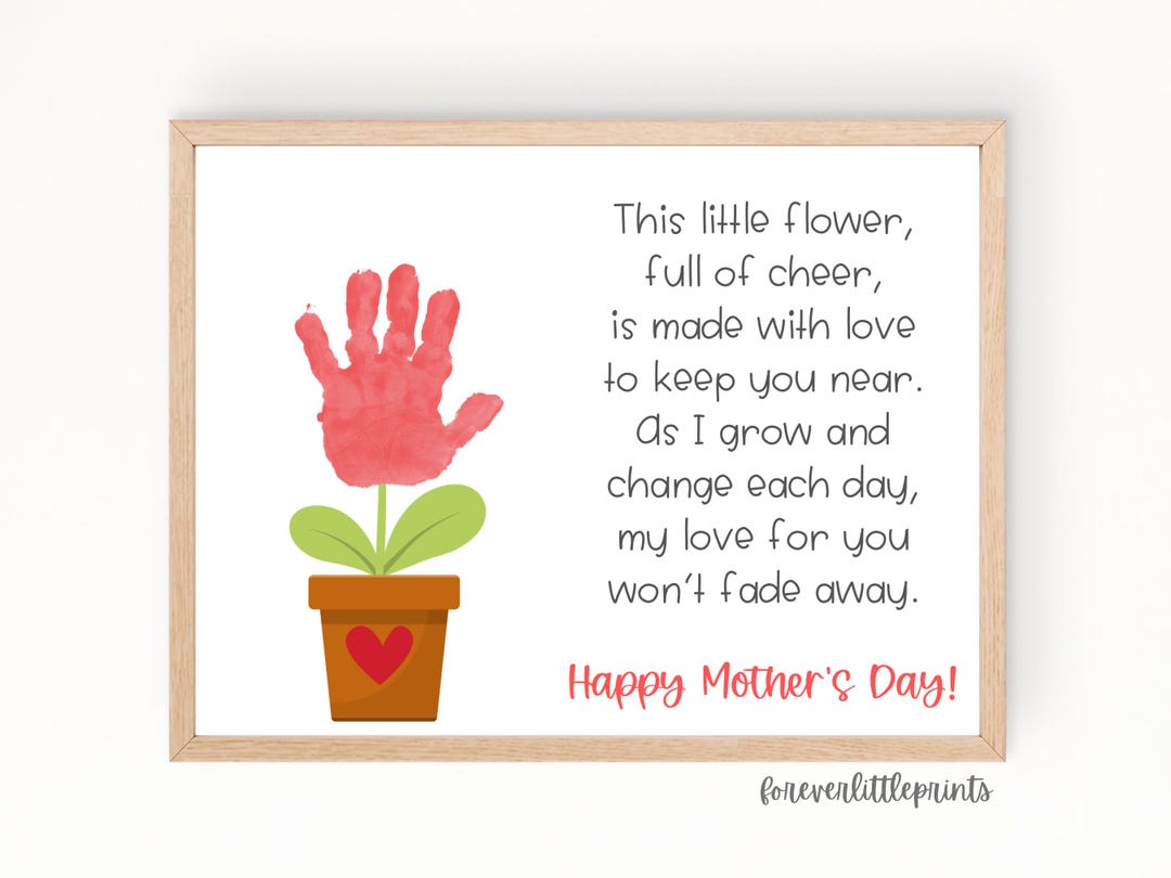 Mother’s Day Gifts Handprint Art Poem, Flower Handprint Craft, Gift for ...