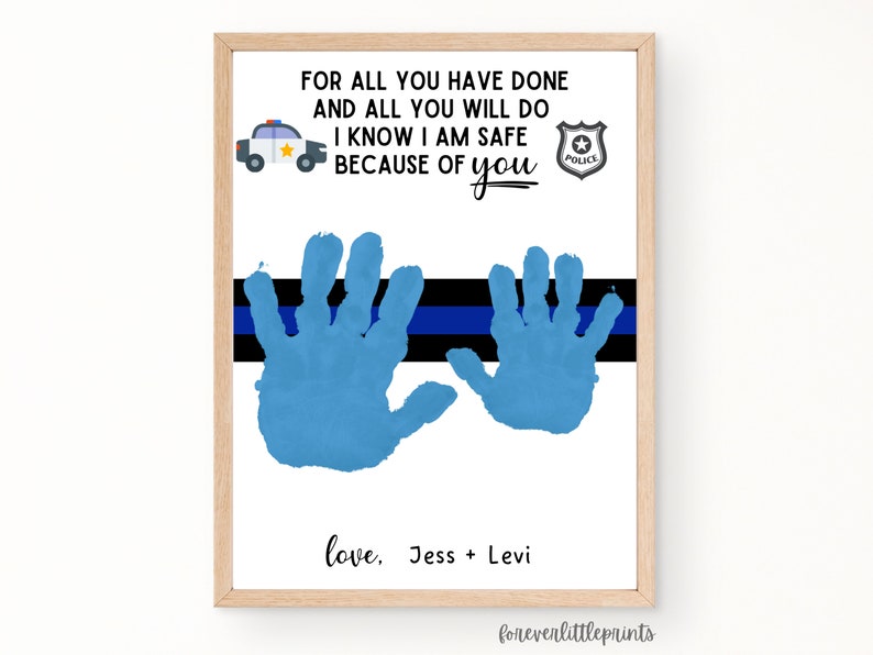 Police Officer Fathers Day Handprint Craft From Kids, Dad Handprint Art ...