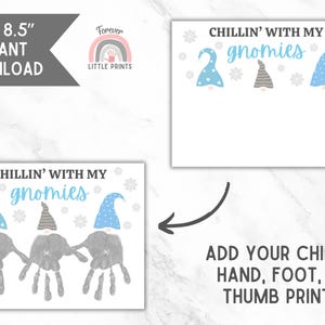 Gnome Handprint Art Footprint Printable for Kids Baby Toddler, Winter ...