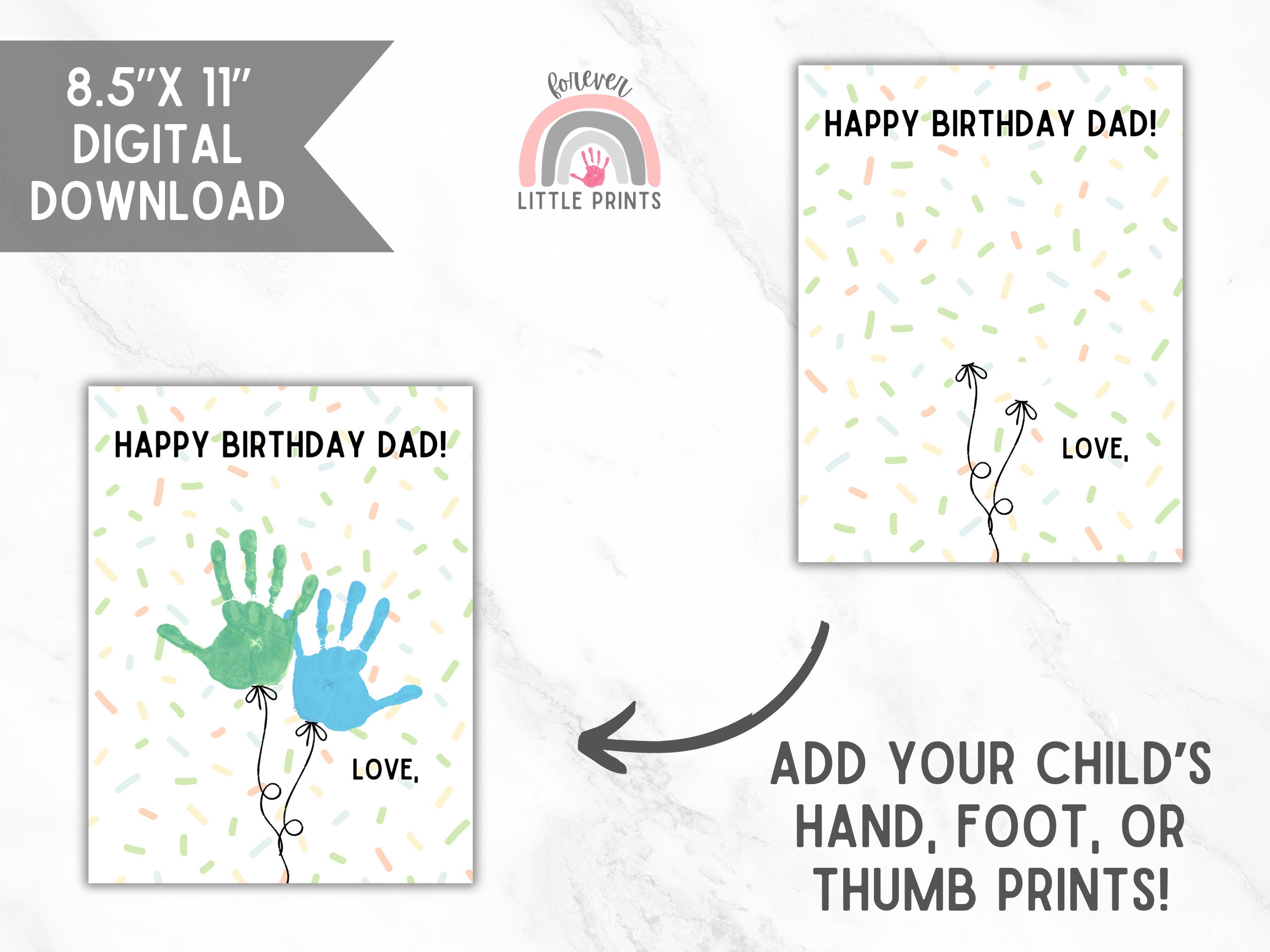 Happy Birthday Dad Handprint Balloons Art, Personalized Birthday Gift ...