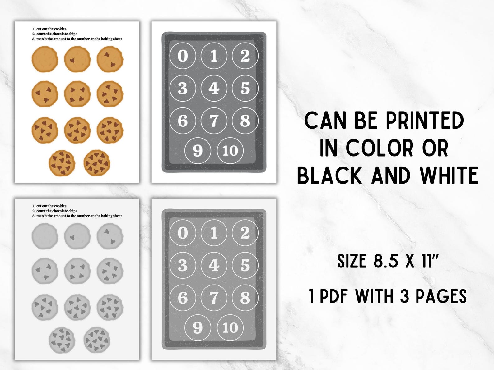 Cookie Counting Activity, Count Numbers 0-10, Counting Activity for ...