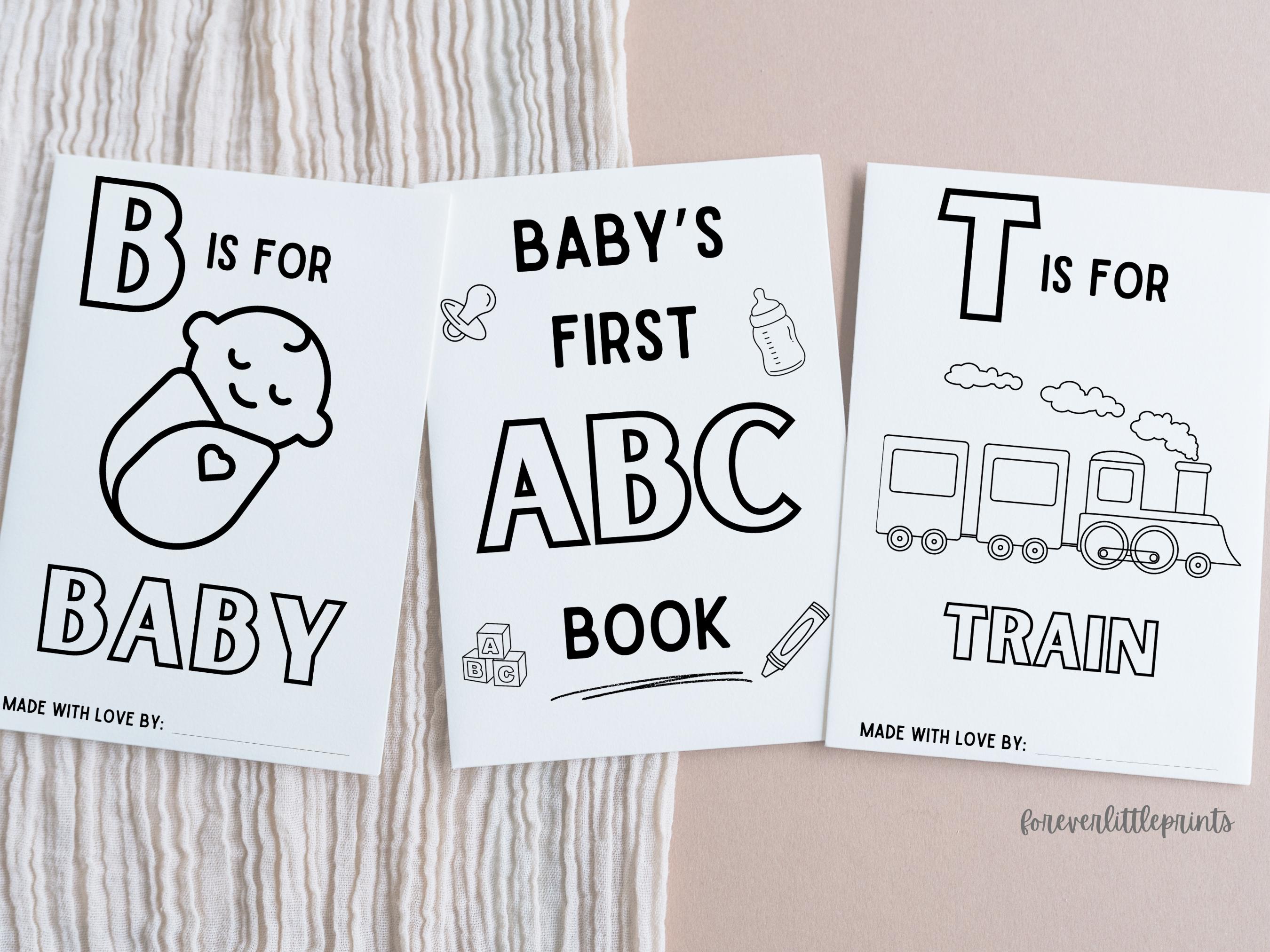 Baby Shower ABC Book Alphabet Coloring Babys First Memory Book Boy Girl ...