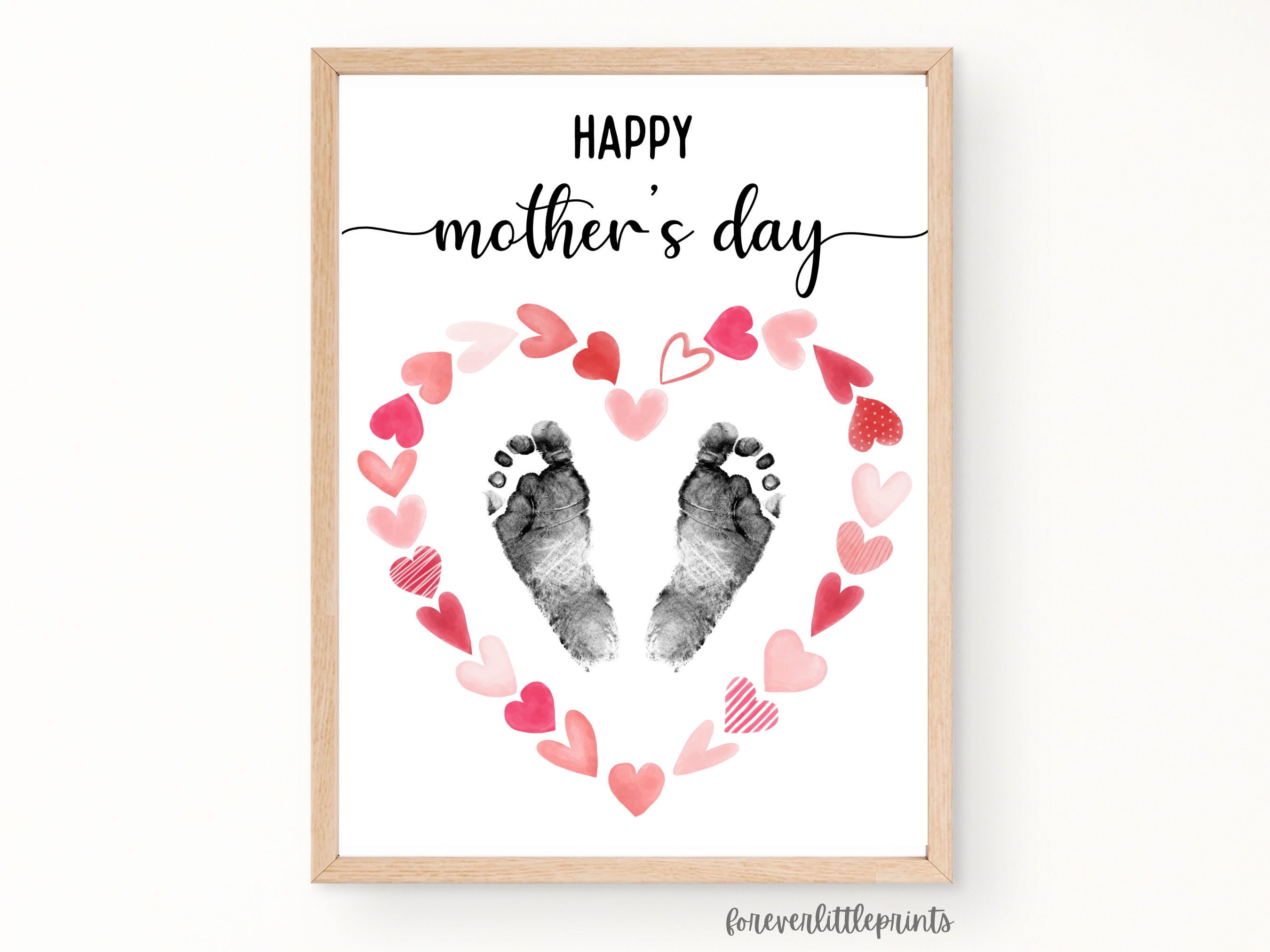 Mother’s Day Handprint, Mom Heart Footprint Art Craft Sign, Gift for ...