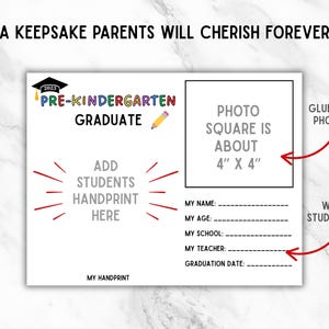 Pre-kindergarten Graduation Keepsake, Last Day of Prek Handprint, Pre-k ...