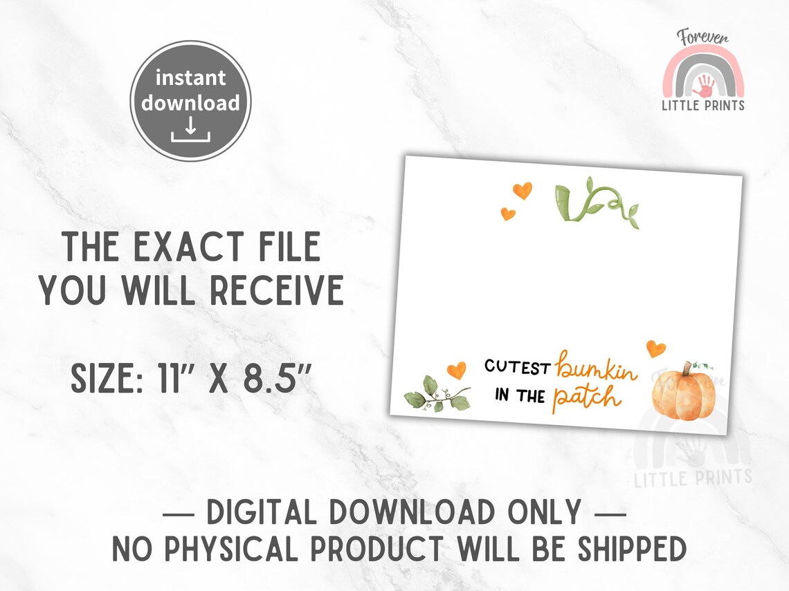 Baby Bottom Print Cutest Pumpkin in the Patch Babys Bum Art Fall Infant ...