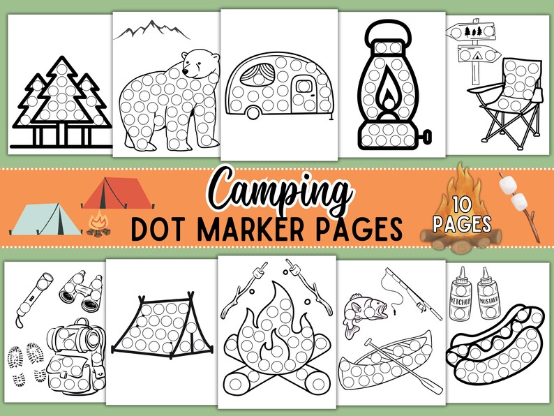 Camping Dot Marker Printable Pack, Fun Preschool Daycare Activity Pages ...