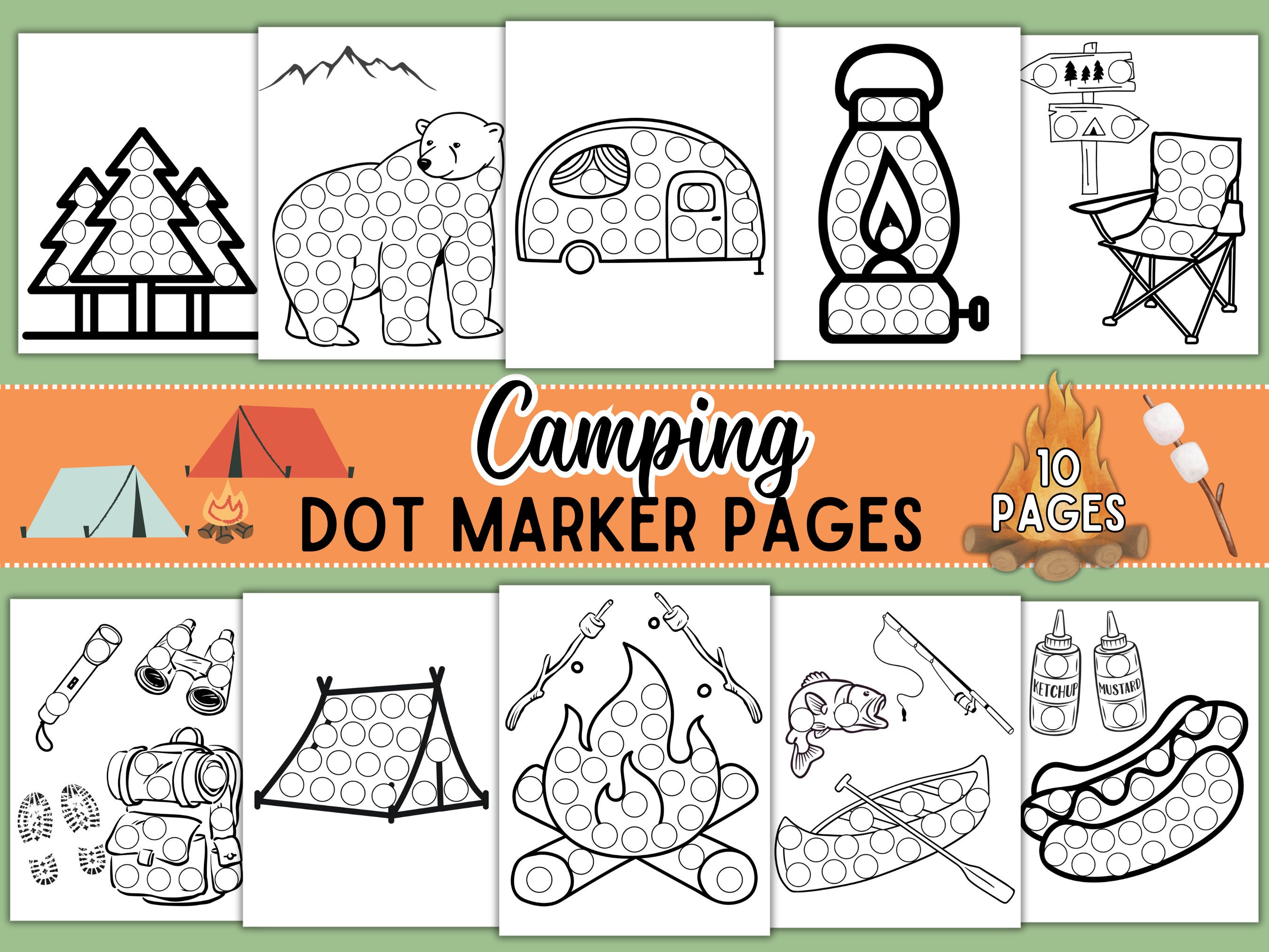 Camping Dot Marker Printable Pack, Fun Preschool Daycare Activity Pages ...