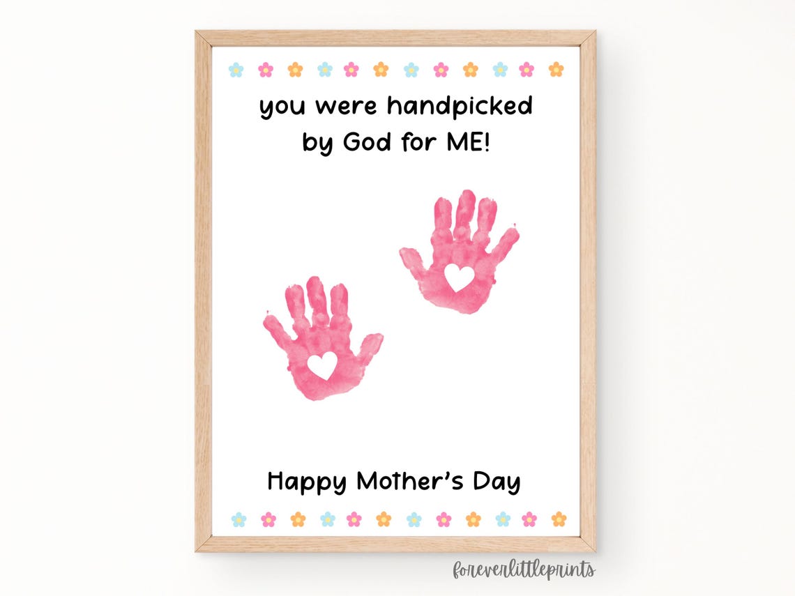 Mother’s Day Christian Handprint Art, Handpicked by God for Me, Sunday ...