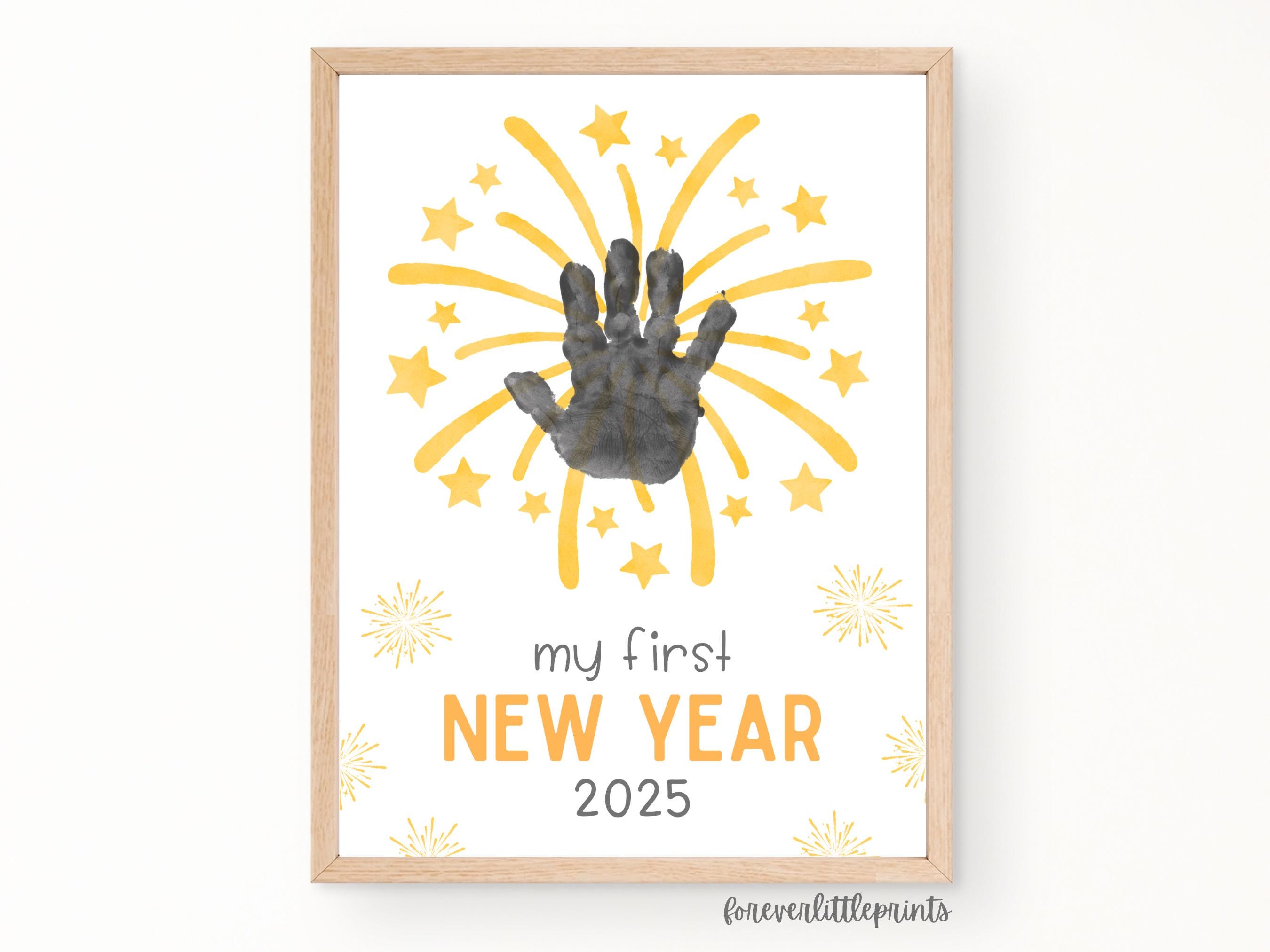 My First New Years Handprint Craft for Baby Toddler, Footprint Art ...