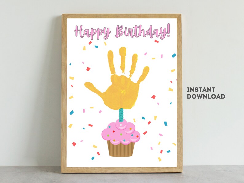 Happy Birthday Handprint Art, Personalized Birthday Gift From Kids ...