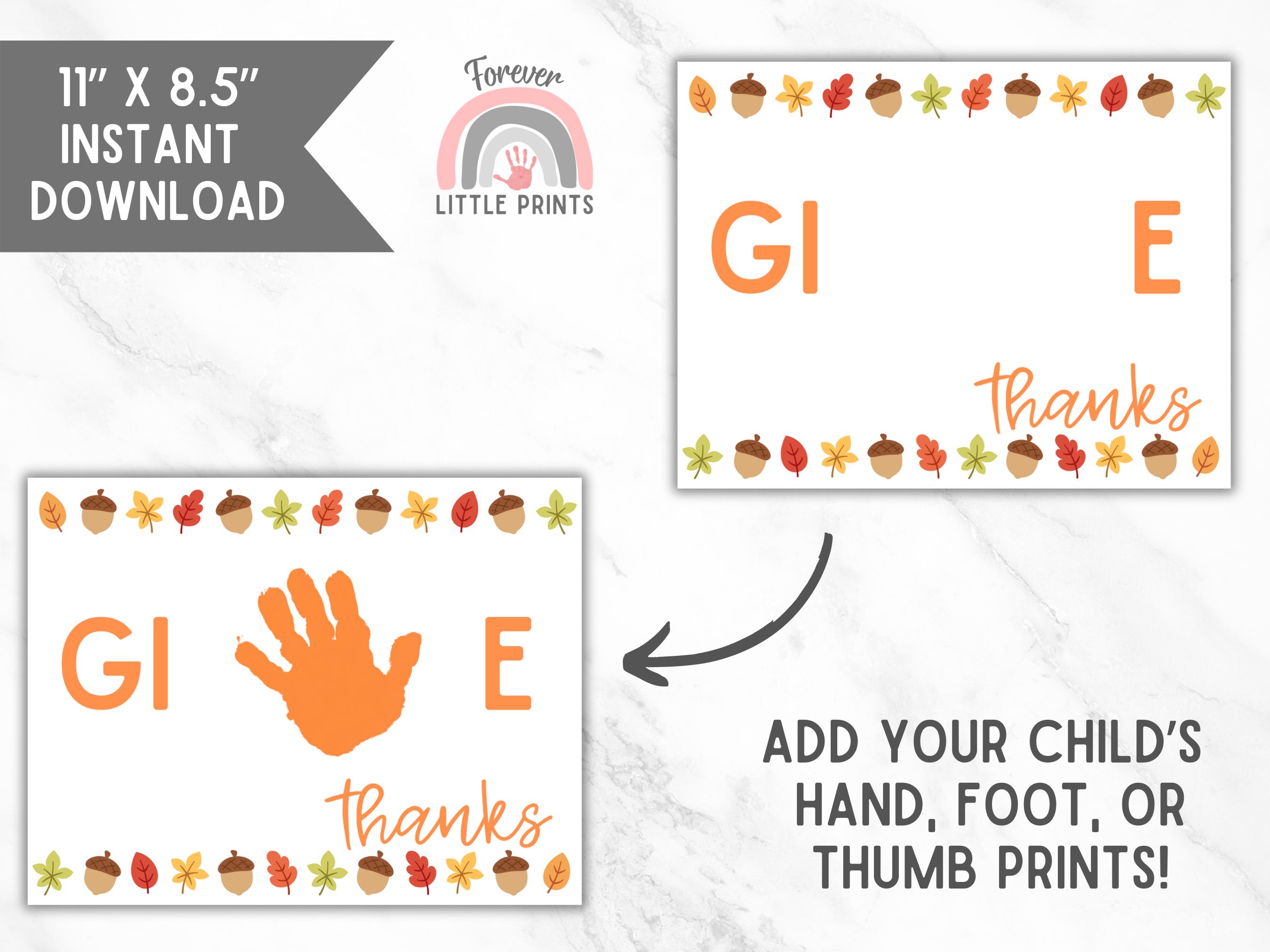 Thanksgiving Footprint Craft, Fall Handprint Art, Give Thanks Thankful ...