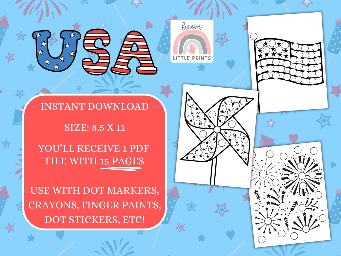 4th of July Dot Marker Printable Pack, Patriotic Coloring Pages ...