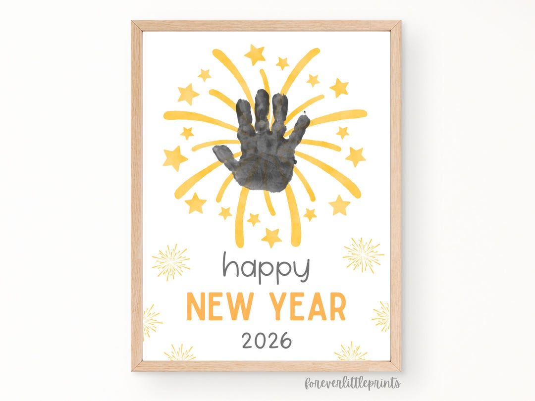New Years Handprint Craft for Baby Toddler Kids, Footprint Art Infant ...