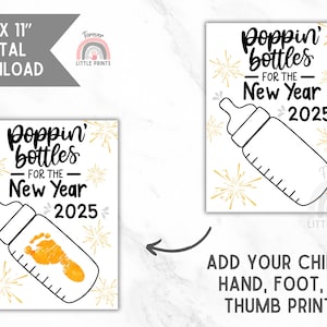 New Years Footprint Craft for Baby Toddlers Handprint Craft Infant New ...