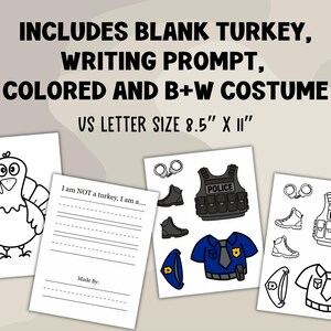 Disguise A Turkey Police Officer Costume Cop Printable, Thanksgiving ...