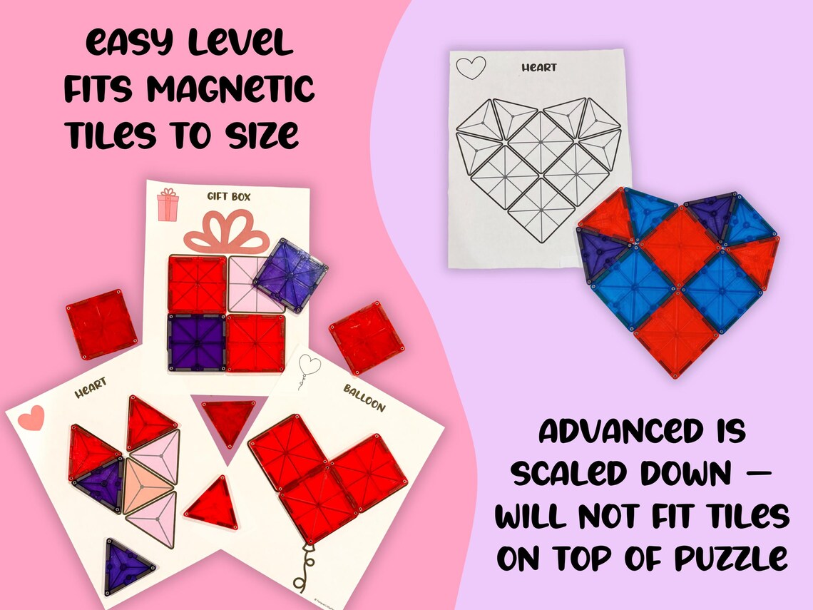 Valentine Magnetic Tiles Templates, Valentine’s Day Magnet Tile Pattern ...