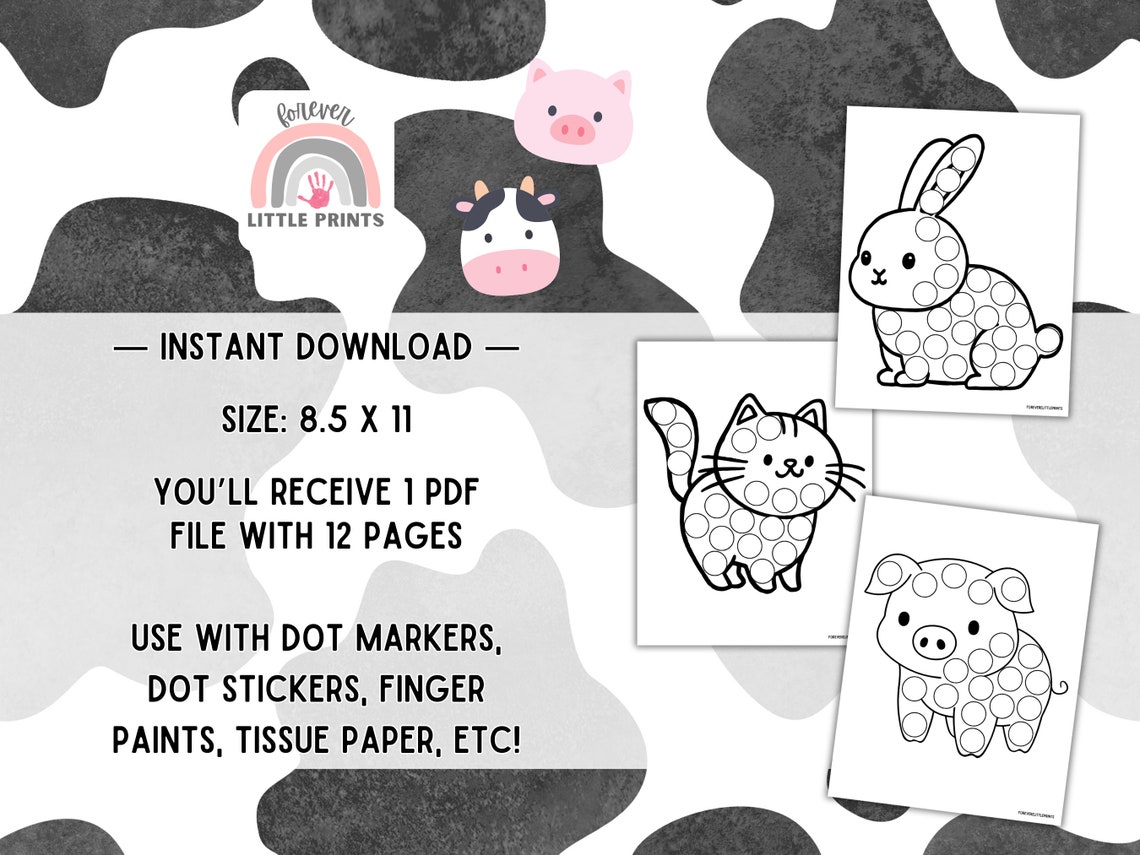 Farm Animal Dot Marker Activity Pages, Do A Dot Marker Coloring Sheets ...