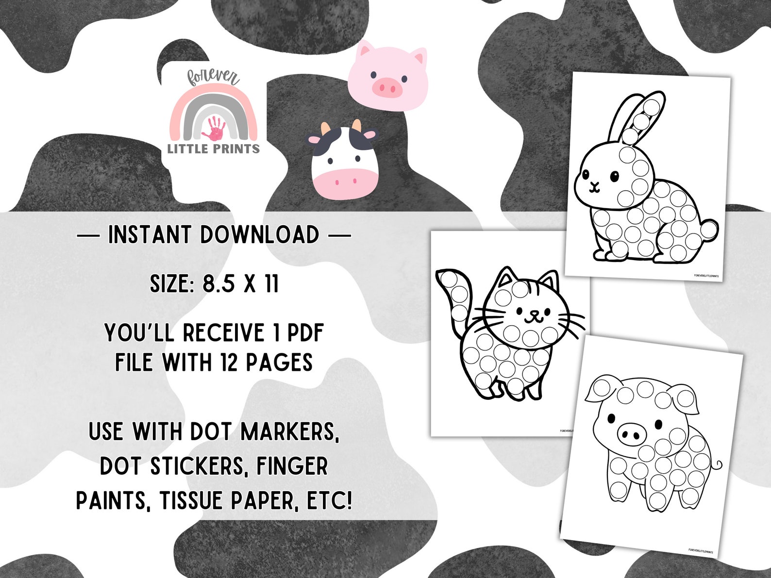 Farm Animal Dot Marker Activity Pages, Do A Dot Marker Coloring Sheets ...
