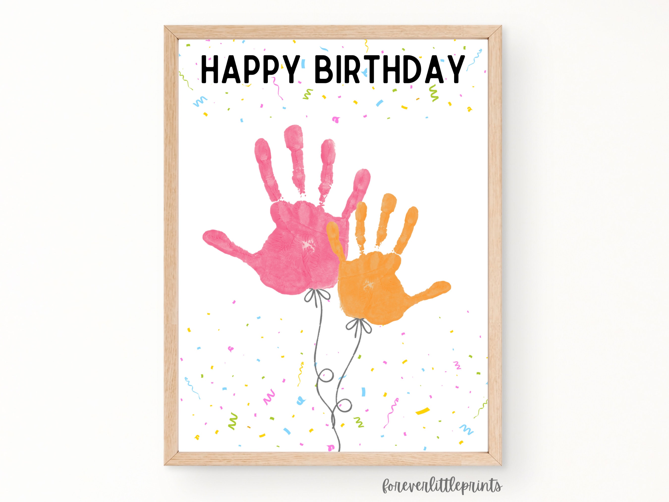 Happy Birthday Handprint Balloons Art, Personalized Birthday Gift From ...