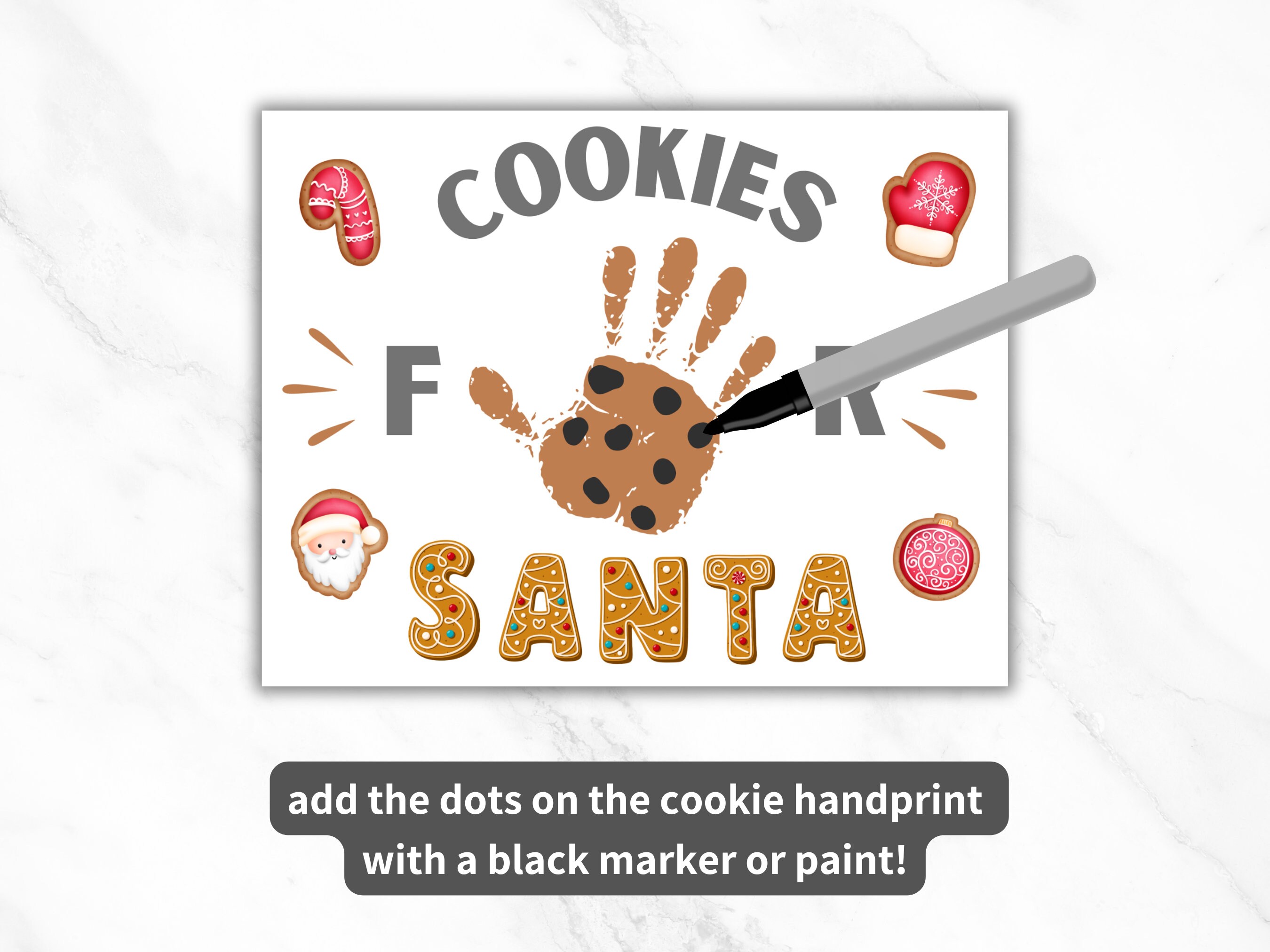 Christmas Handprint Art Craft for Kids Baby Toddler, Cookies for Santa ...