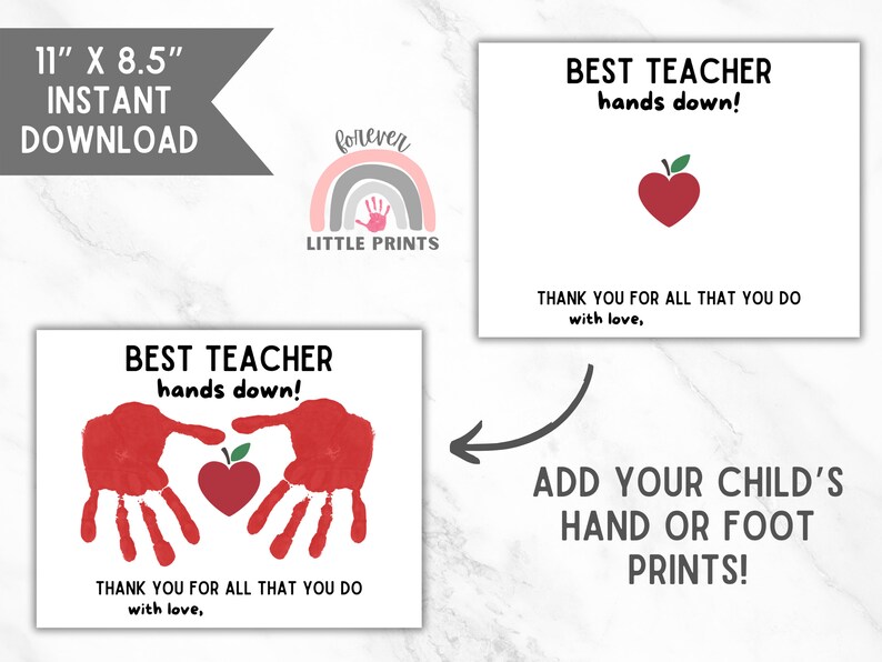 Teacher Appreciation Handprint Art Craft, Thank You Gift for Teachers ...