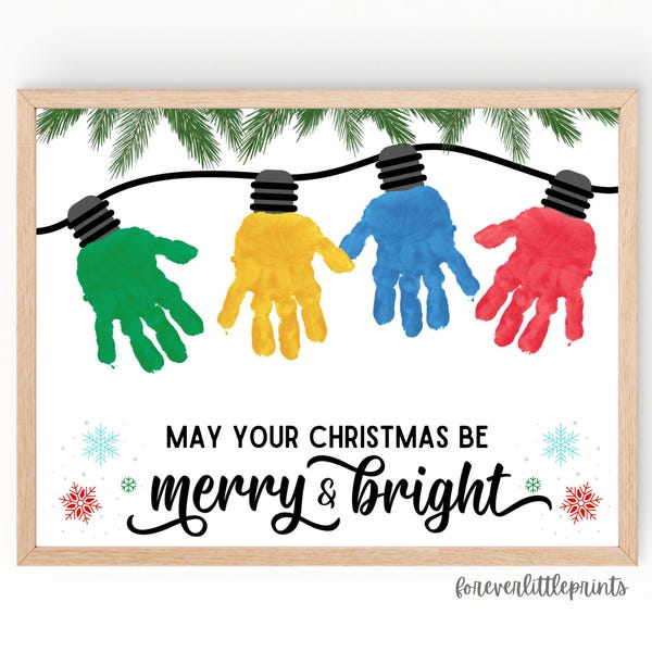 Handprint Christmas Lights Craft - Etsy