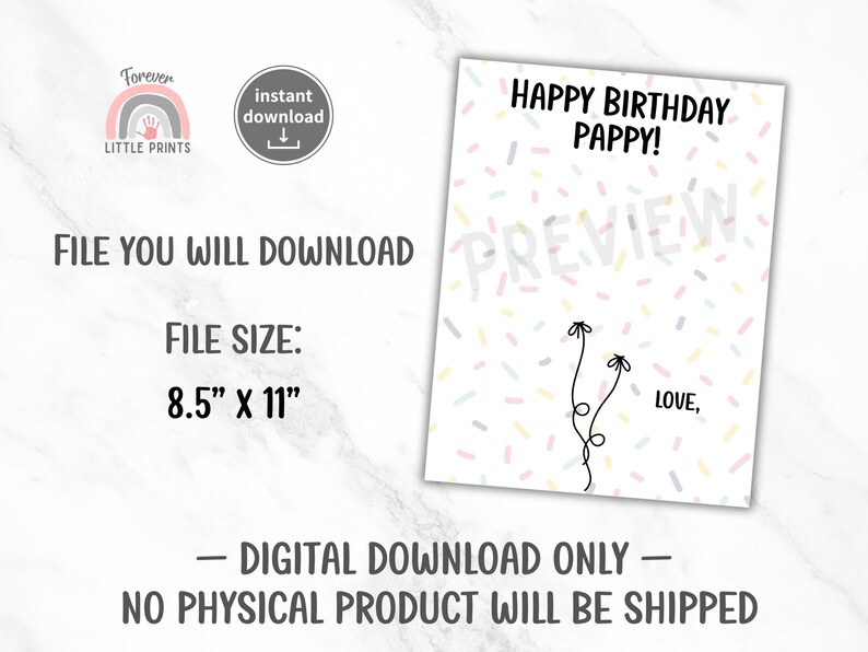 Happy Birthday Pappy Handprint Balloons Art, Personalized Birthday Gift ...