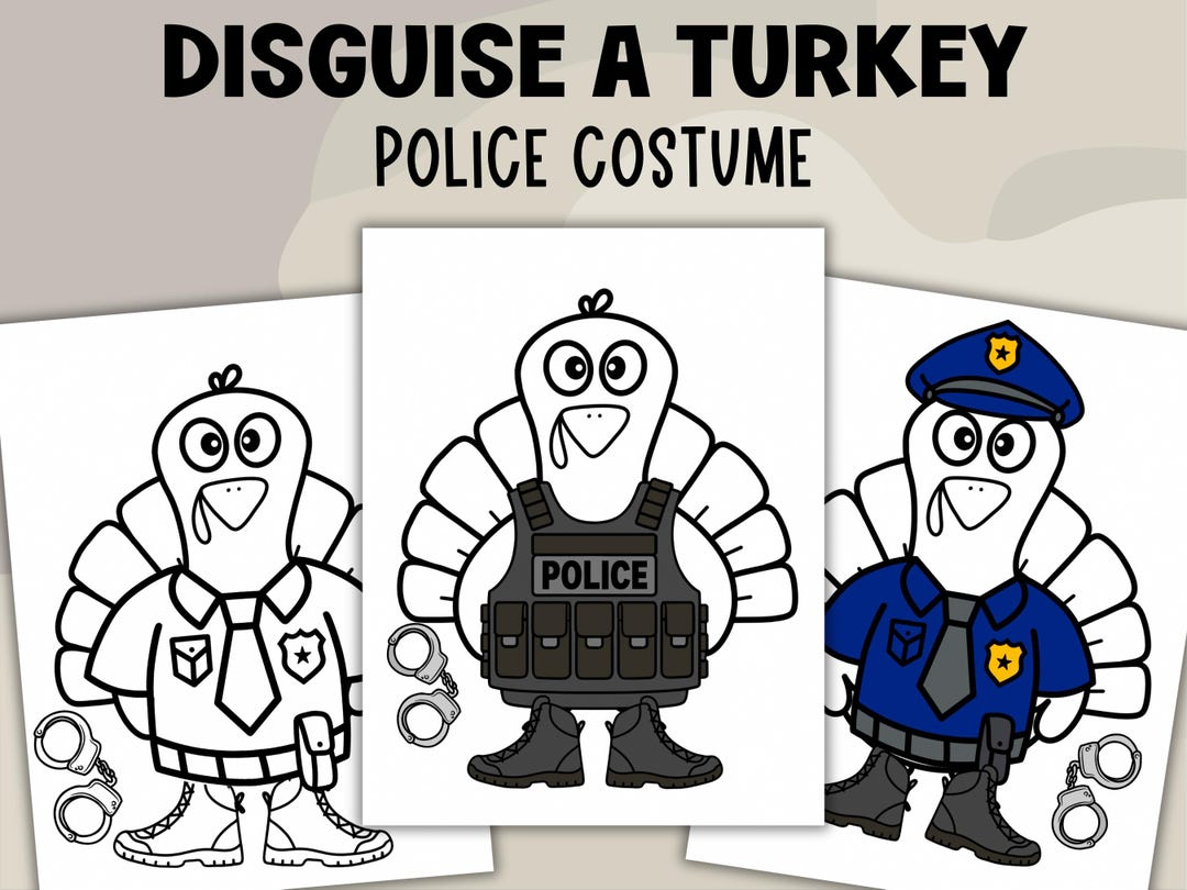 Disguise A Turkey Police Officer Costume Cop Printable, Thanksgiving ...