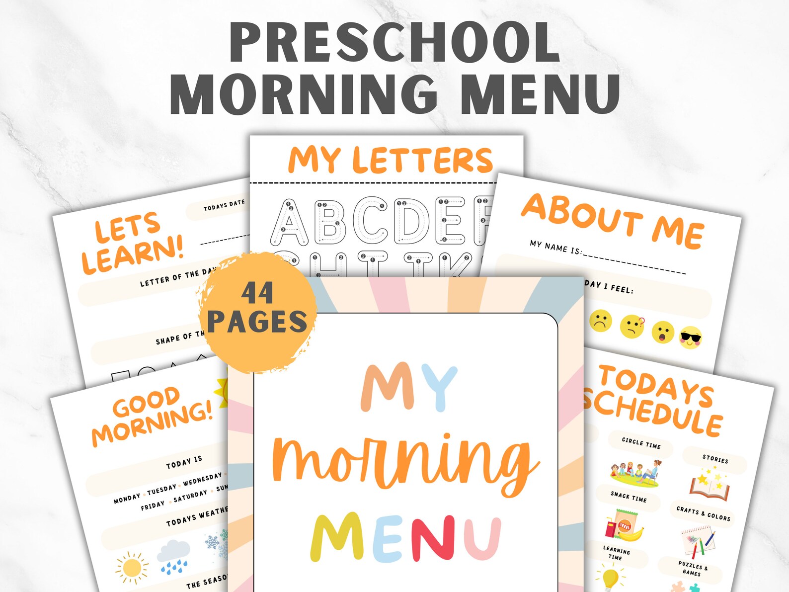 Preschool Morning Menu Printable, Homeschool Preschool, Preschool ...