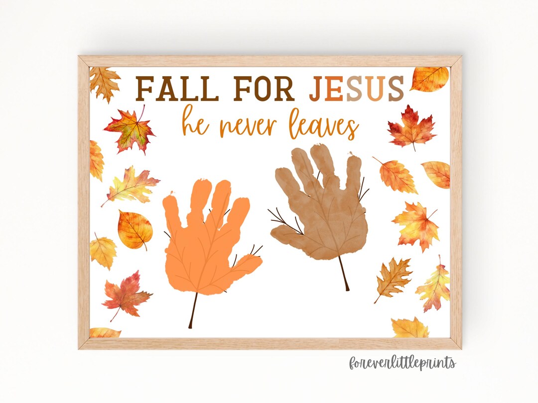 Fall for Jesus Handprint Art Watercolor Leaves Bible School Craft for ...
