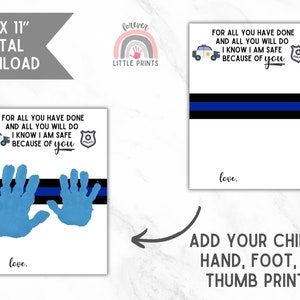 Police Officer Birthday Day Handprint Art Kids Dad Handprint Craft Sign ...