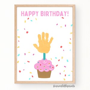 Happy Birthday Handprint Art, Personalized Birthday Gift From Kids ...