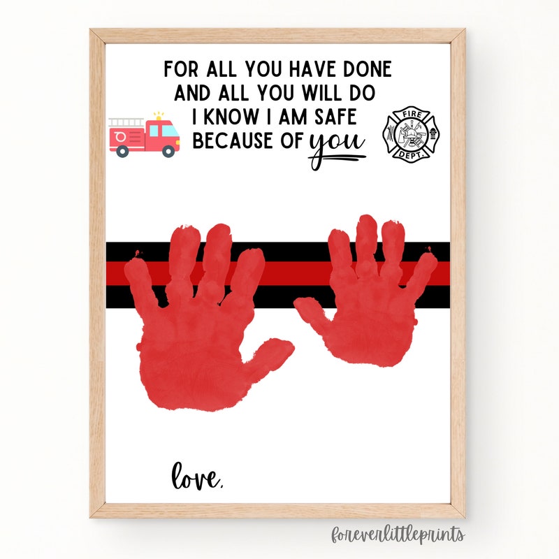 Firefighter Handprint Craft - Etsy