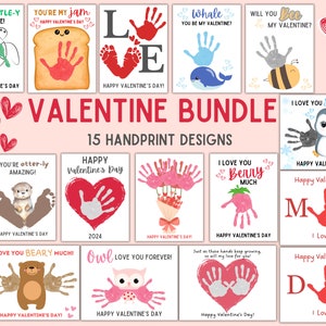Valentine Handprint Art Bundle for Toddlers Baby Kids, Valentines Hand ...