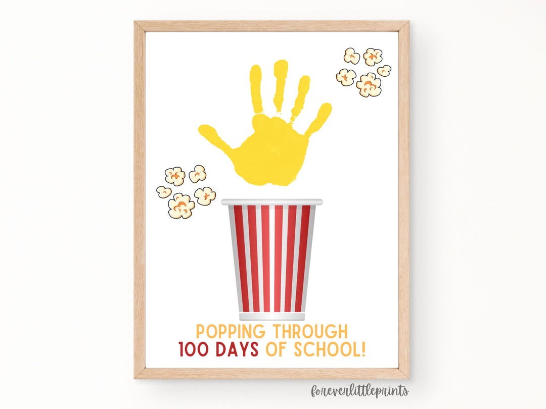 100 Days of School Activity Handprint Art for Kids, 100 Days Smarter ...